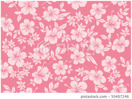 Hibiscus patterned background illustration pink... - Stock Illustration ...