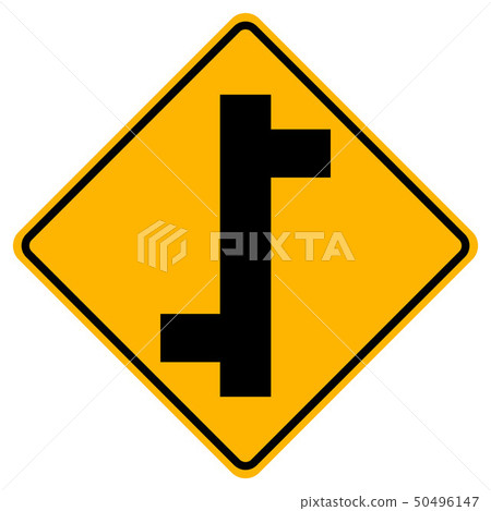 Staggered Junction Traffic Road Sign-插圖素材 [50496147] - PIXTA圖庫