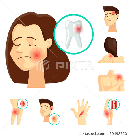 Isolated object of pain and disease symbol. Set... - Stock Illustration ...