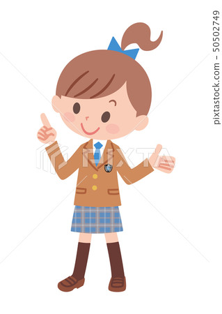 Girl pointing (left) - Stock Illustration [50502749] - PIXTA
