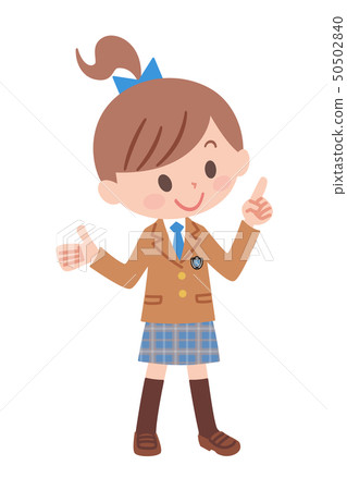 Girl pointing (right) - Stock Illustration [50502840] - PIXTA