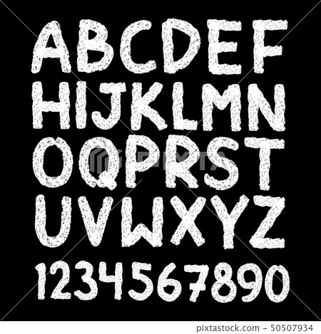 Scratched hand drawn letters and numbers - Stock Illustration [50507934 ...