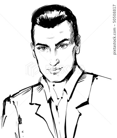 Handsome serious confident man portrait.... - Stock Illustration ...