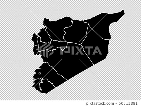 syria map - High detailed Black map with - Stock Illustration [50513881 ...