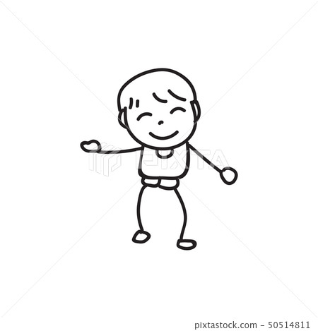hand drawing happy people, boy cartoon character - Stock Illustration ...