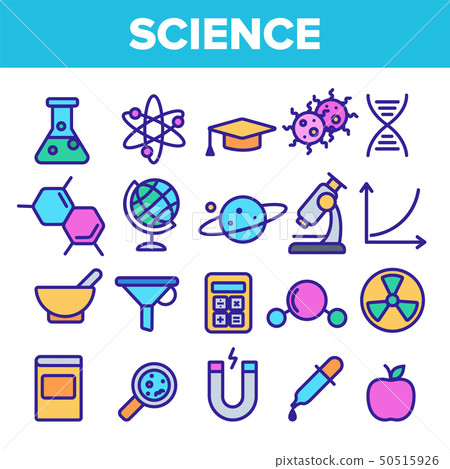 Science Line Icon Set Vector. Analysis Graphic... - Stock Illustration ...