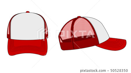 Mesh cap template illustration (front / side) /... - Stock Illustration ...