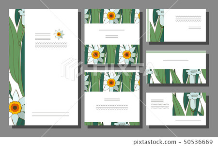 Set of floral spring summer templates with... - Stock Illustration ...