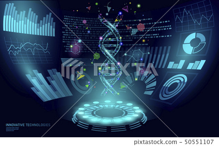 3D low poly gene therapy DNA HUD UI display.... - Stock Illustration ...