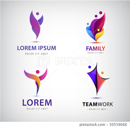 Vector set of people logos. Human, man... - Stock Illustration ...