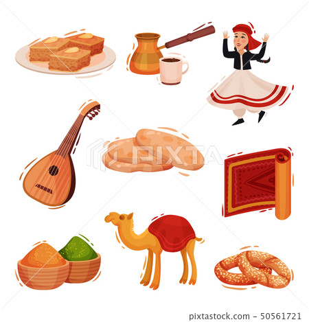 Set of traditional Turkish characters. Vector... - Stock Illustration ...