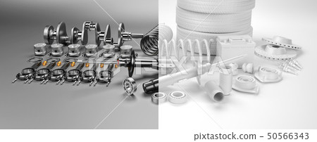 Auto parts spare parts car on the grey... - Stock Illustration ...