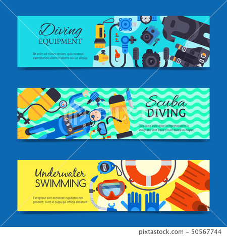 Underwater diving sport banner poster templates... - Stock Illustration ...