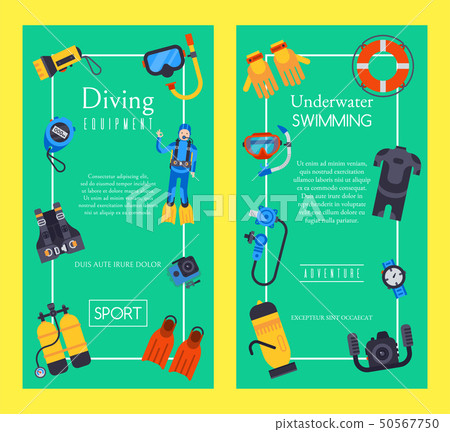 Underwater diving sport shop banner poster... - Stock Illustration ...