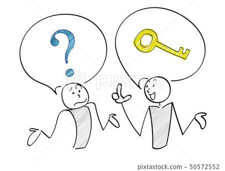 Q&A scene of two people Key question - Stock Illustration [50572552 ...