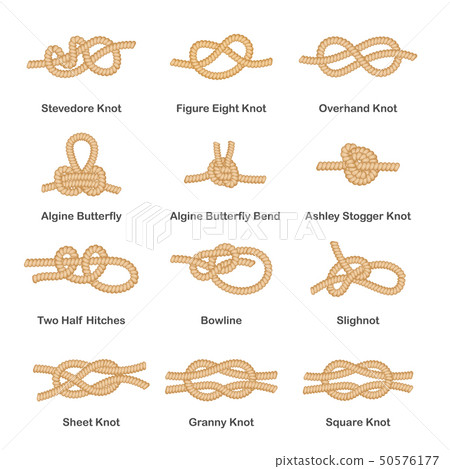 Set of various types of nautical loops and... - Stock Illustration ...