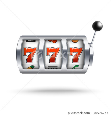 Silver slot machine with lucky three sevens... - Stock Illustration ...