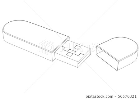 USB flash drive with cap. Outline drawing-插圖素材 [50576321] - PIXTA圖庫