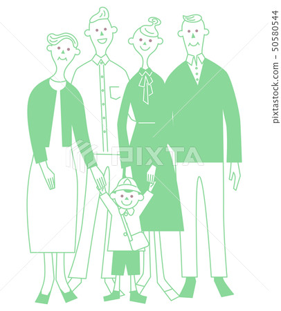 Line drawing 3 generation family - Stock Illustration [50580544] - PIXTA