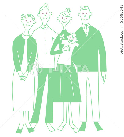 Line drawing 3 generation family - Stock Illustration [50580545] - PIXTA