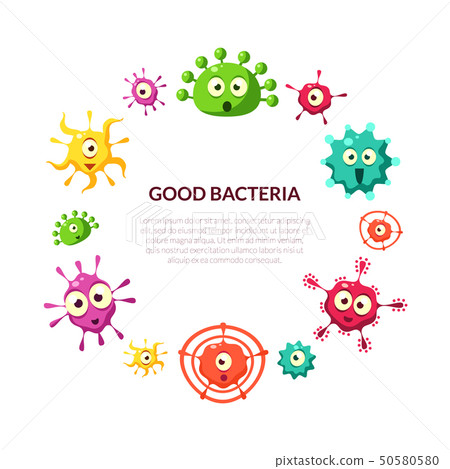Good Bacteria Banner Template with Cute... - Stock Illustration ...