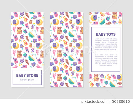 Baby Store Banner Templates with Cute Toys and... - Stock Illustration ...