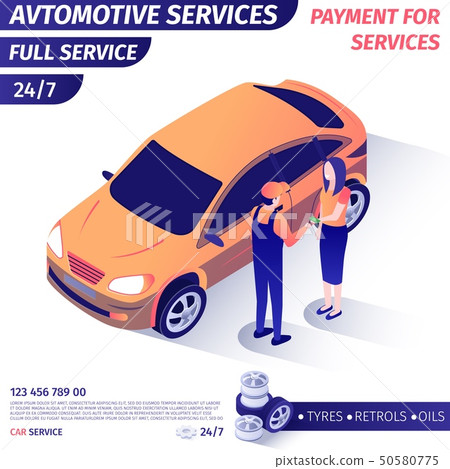 Banner Offers Comfort Payment for Car Full Service - Stock Illustration ...