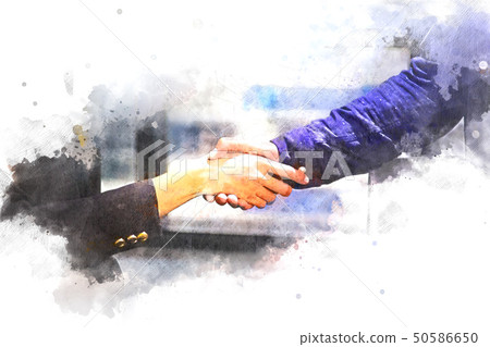 Abstract handshake business concept on watercolor - Stock Illustration ...