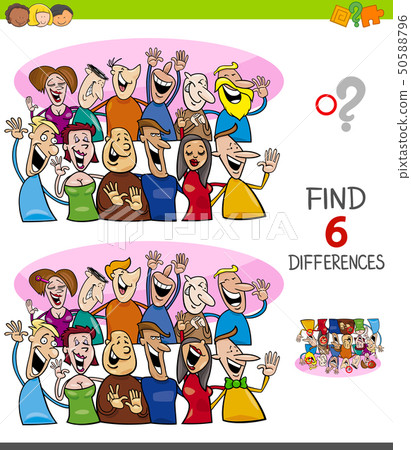 differences game with happy people group - Stock Illustration [50588796 ...