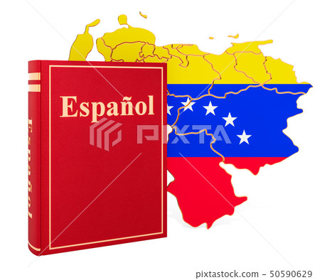 Spanish language book with map of Venezuela - Stock Illustration ...