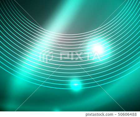 Dark space with neon color glowing lights... - Stock Illustration ...