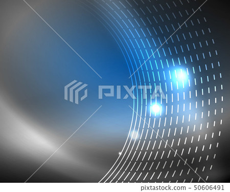 Dark space with neon color glowing lights... - Stock Illustration ...