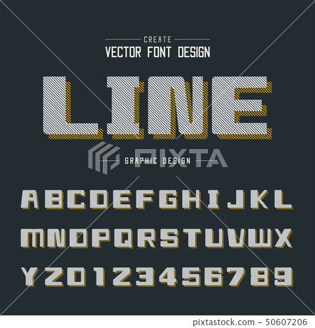 Line Font Shadow and Bold alphabet vector, Square - Stock Illustration ...