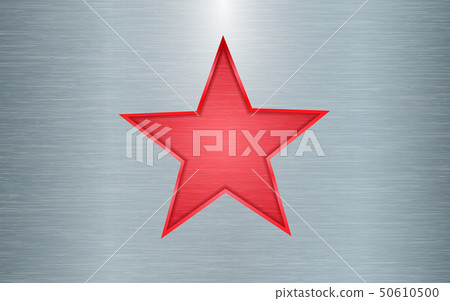 Red star on the silver plate background-插圖素材 [50610500] - PIXTA圖庫