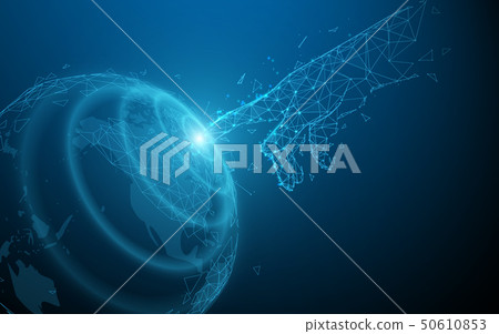 Hand touch global from lines, triangles - Stock Illustration [50610853] - PIXTA