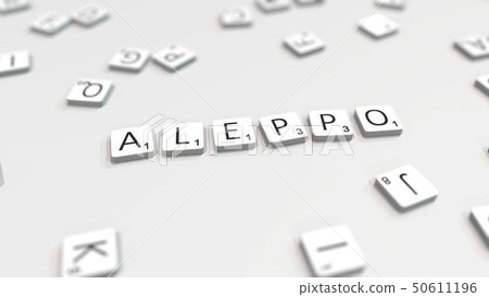 Composing ALEPPO city name with letters. 3D... - Stock Illustration ...