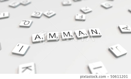 AMMAN city name being composed with letters. 3D... - Stock Illustration ...