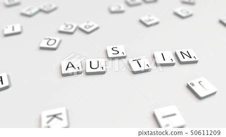 Composing AUSTIN city name with letters. 3D... - Stock Illustration ...