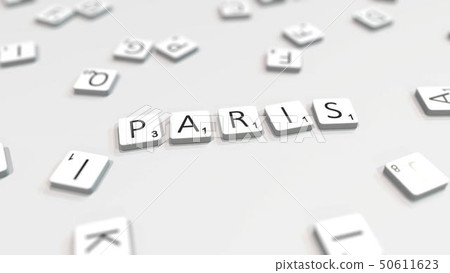 Making PARIS city name with letter tiles. 3D... - Stock Illustration ...