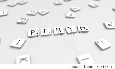PERTH city name being made with letters. 3D... - Stock Illustration ...