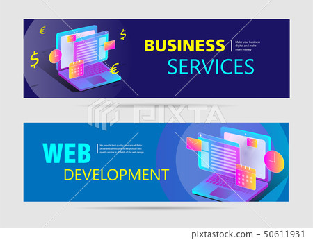 Web development web banners with text and... - Stock Illustration ...