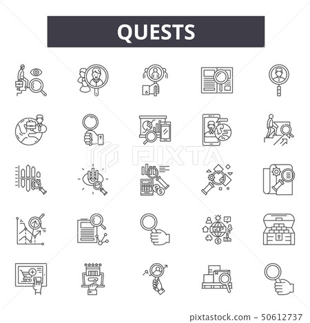 Quests line icons, signs, vector set, linear... - Stock Illustration ...