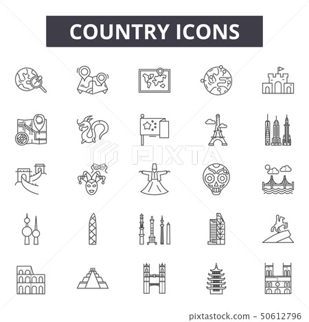 Country line icons, signs, vector set, linear...-插圖素材 [50612796] - PIXTA圖庫