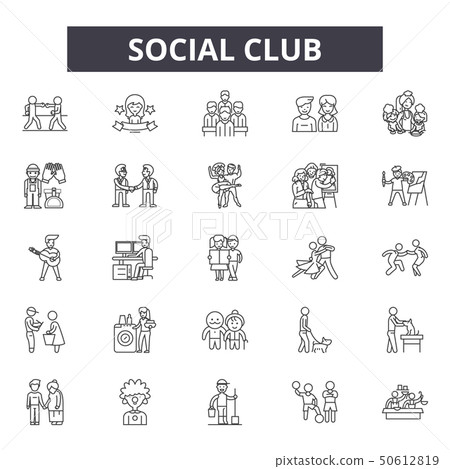 Social club line icons, signs, vector set,... - Stock Illustration ...