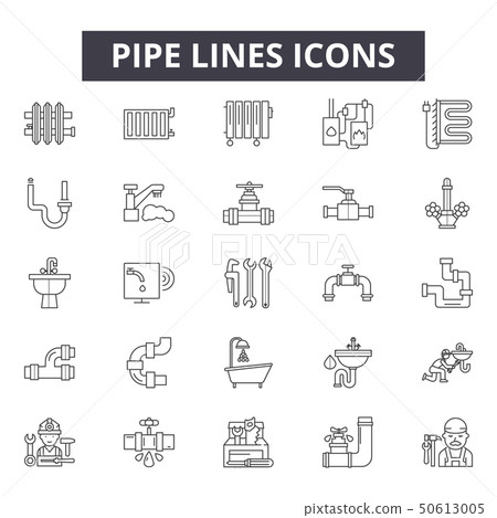 Pipe lines line icons, signs, vector set,...-插圖素材 [50613005] - PIXTA圖庫