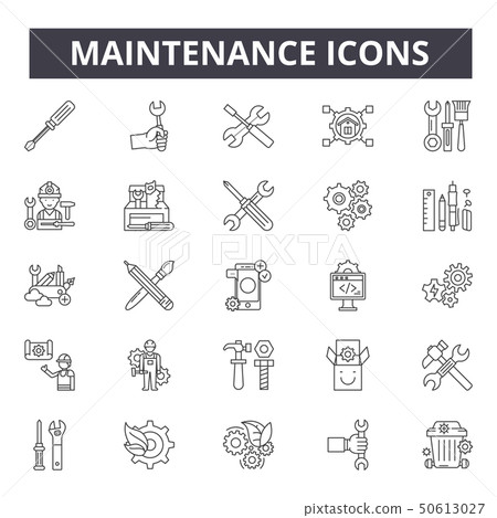 Maintenance concept line icons, signs, vector... - Stock Illustration ...