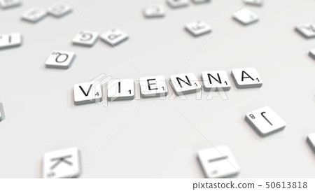 VIENNA city name being composed with letters.... - Stock Illustration ...