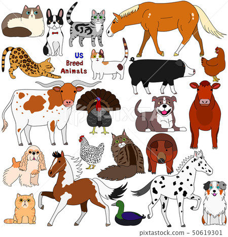 Set of pets and livestock - Stock Illustration [50619301] - PIXTA