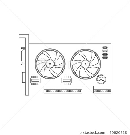 video card outline - Stock Illustration [50620818] - PIXTA