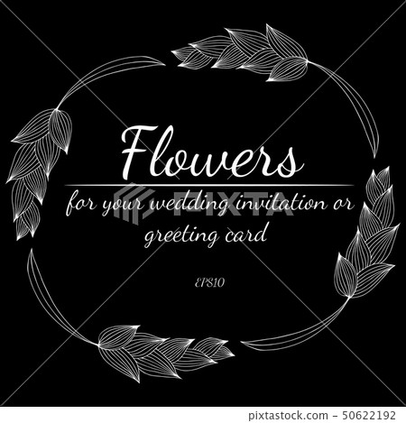 Wreath of wheat or rye branch isolated on black - Stock Illustration ...